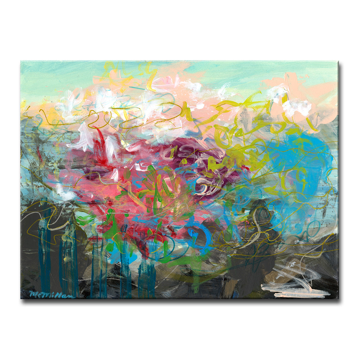 Day of Excitement' Coastal Abstract Wrapped Canvas Wall Art – Ready2HangArt