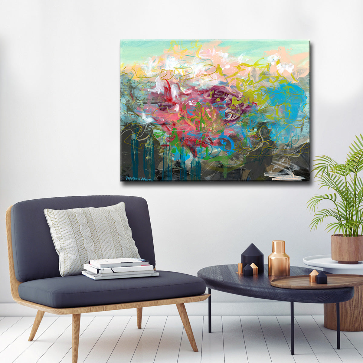 Day of Excitement' Coastal Abstract Wrapped Canvas Wall Art – Ready2HangArt